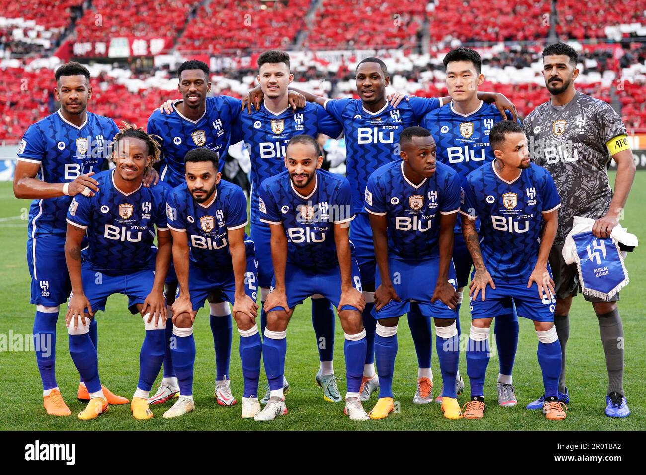 Players of Al Hilal pose for the photographers prior to the starting of ...