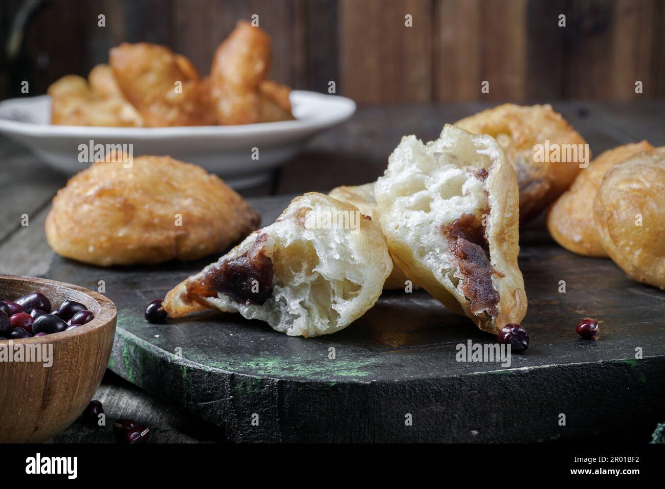Cantonese fried red bean doughnut bun Stock Photo - Alamy