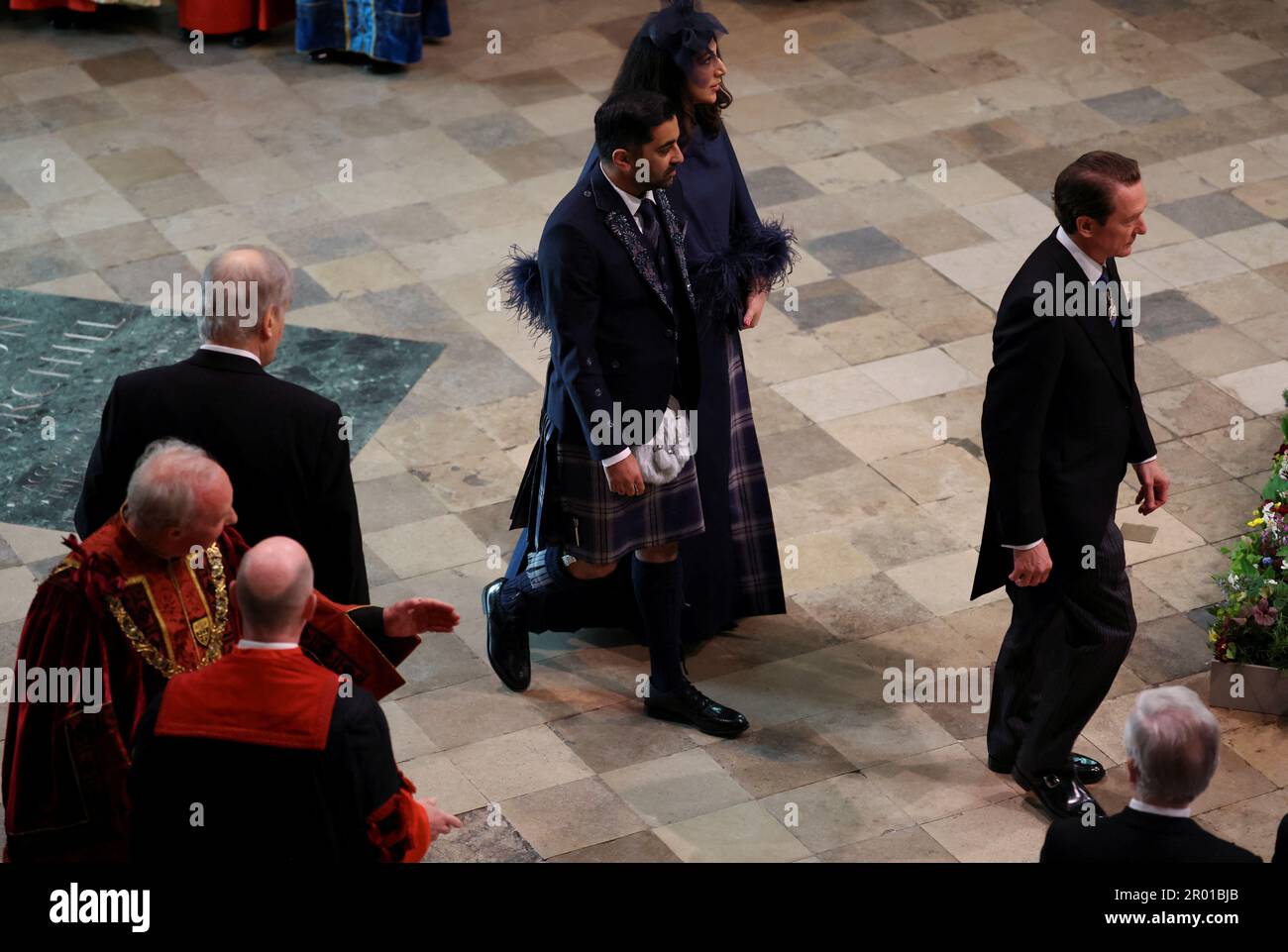 First Minister of Scotland Humza Yousaf and Nadia El-Nakla arriving ...