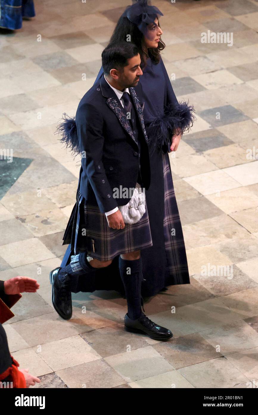 First Minister of Scotland Humza Yousaf and his wife Nadia El-Nakla ...