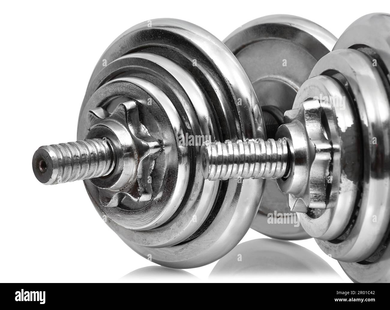 metal dumbbells with reflection effect on white background Stock Photo - Alamy