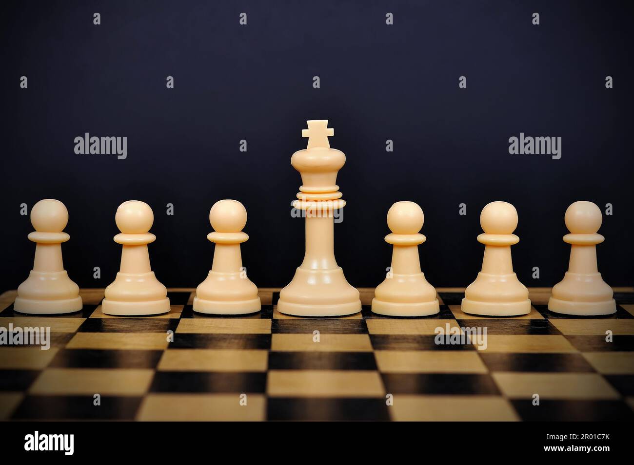 White Chess King and pawns on chessboard Stock Photo - Alamy