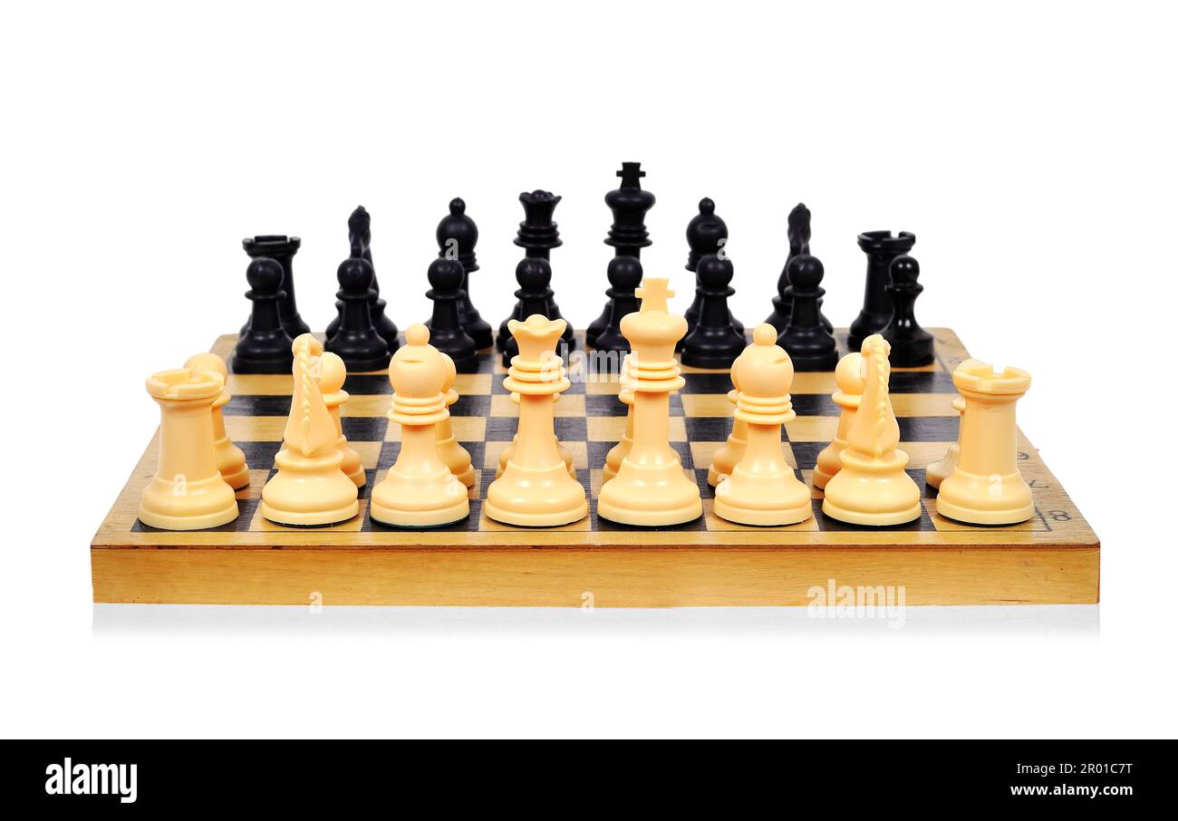 Chess Board with Chess Figure on white background Stock Photo - Alamy