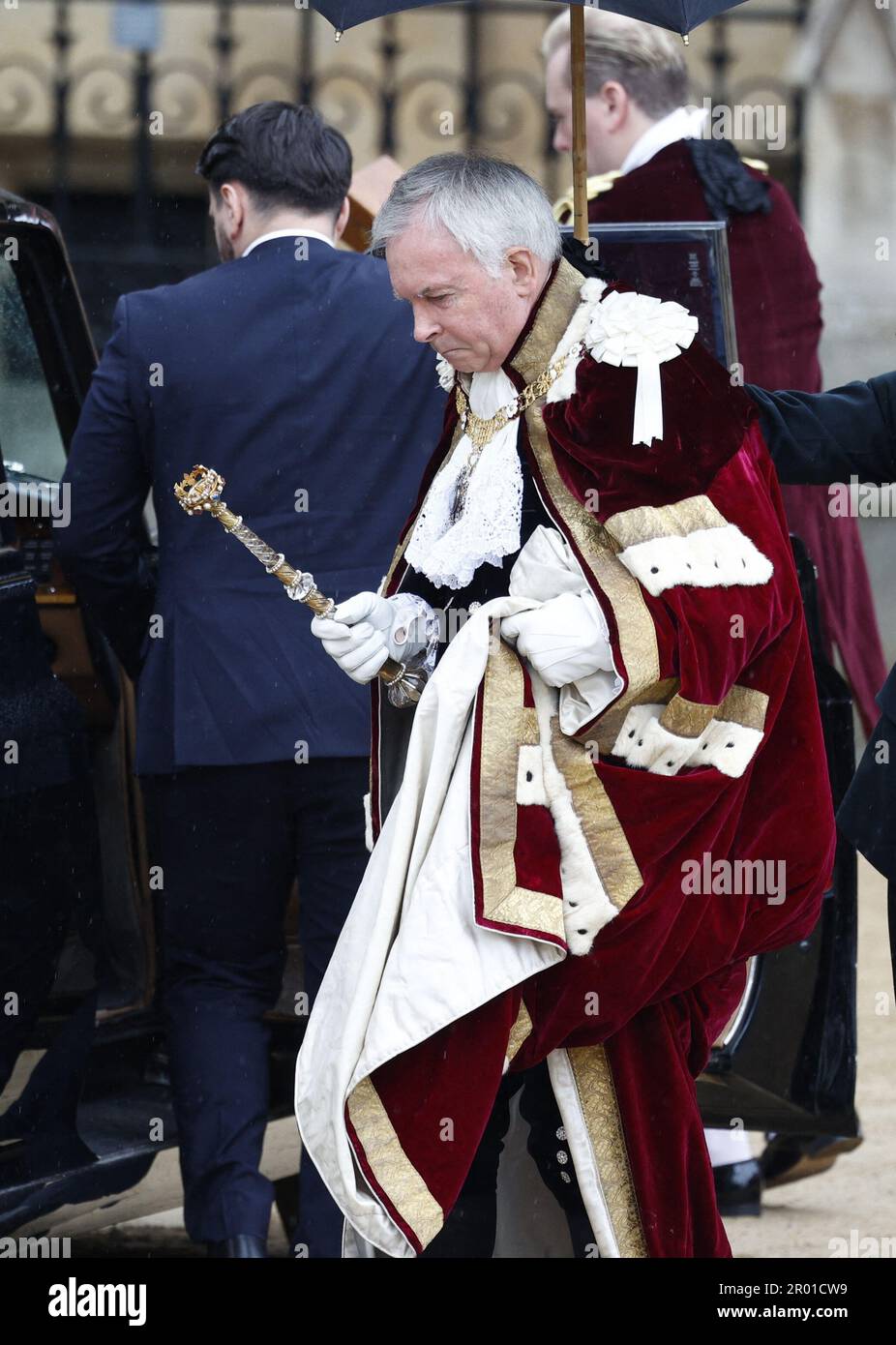London, UK. 06th May, 2023. Nicholas Lyons, the Lord Mayor of London arriving at the coronation ...