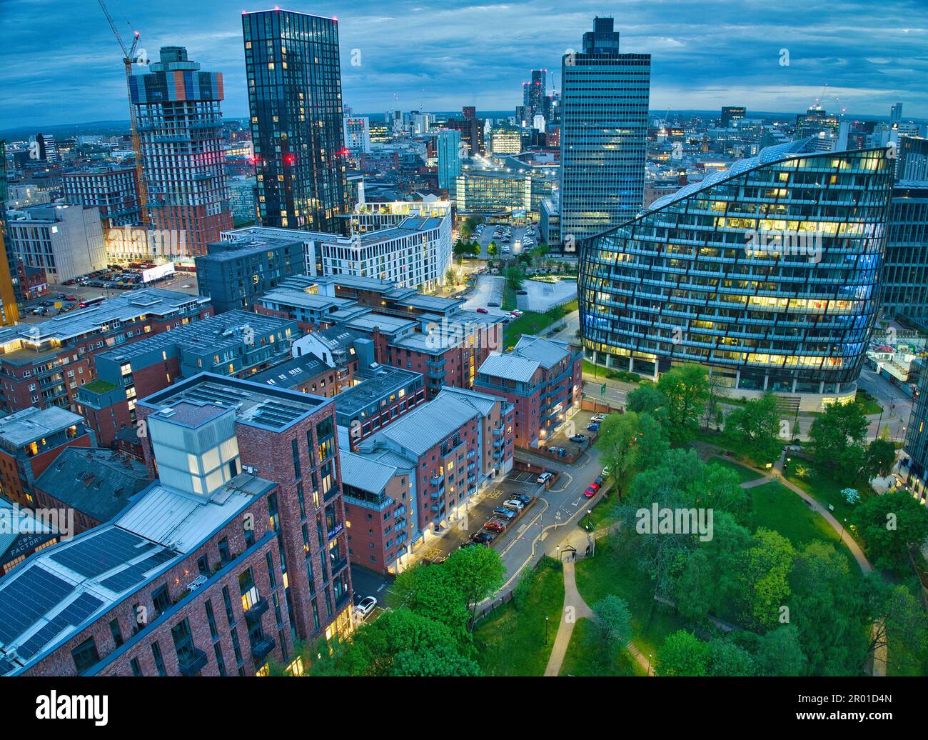Manchester Skyline at night Stock Photo - Alamy
