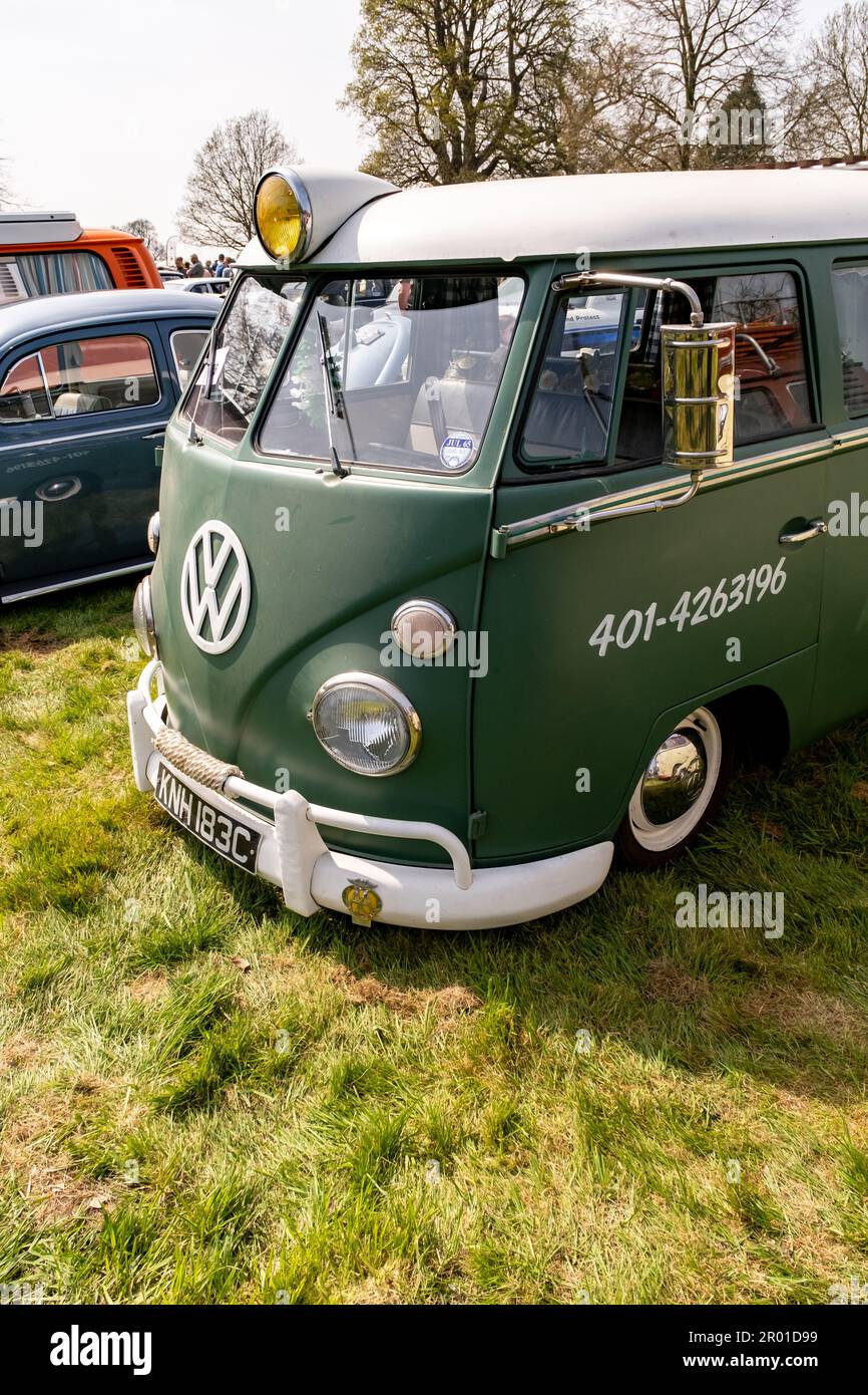 Earsham, Norfolk, UK – April 30 2023. The front end of a classic VW ...