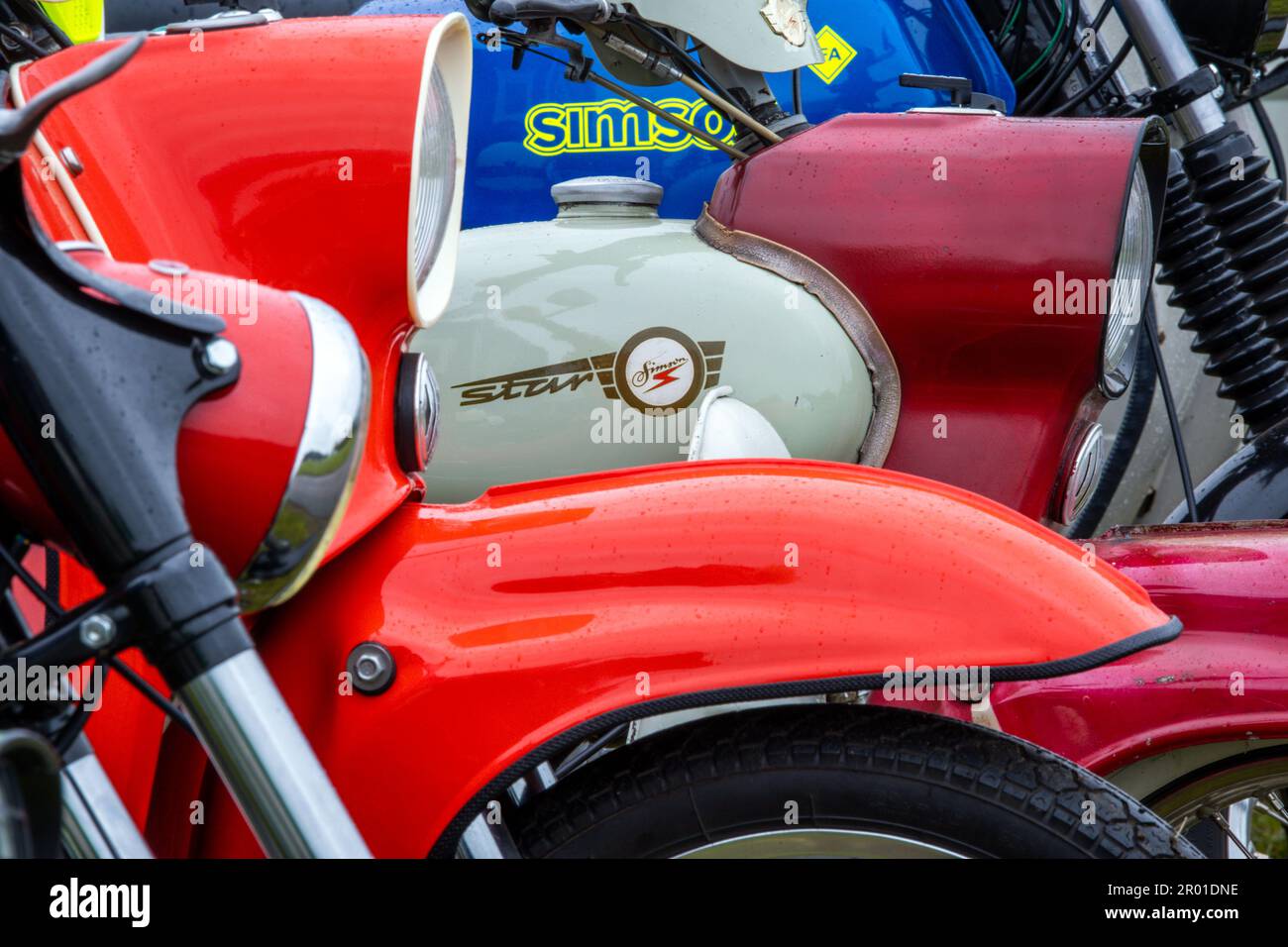 06 May 2023, Mecklenburg-Western Pomerania, Mühlengeez: Mopeds and ...