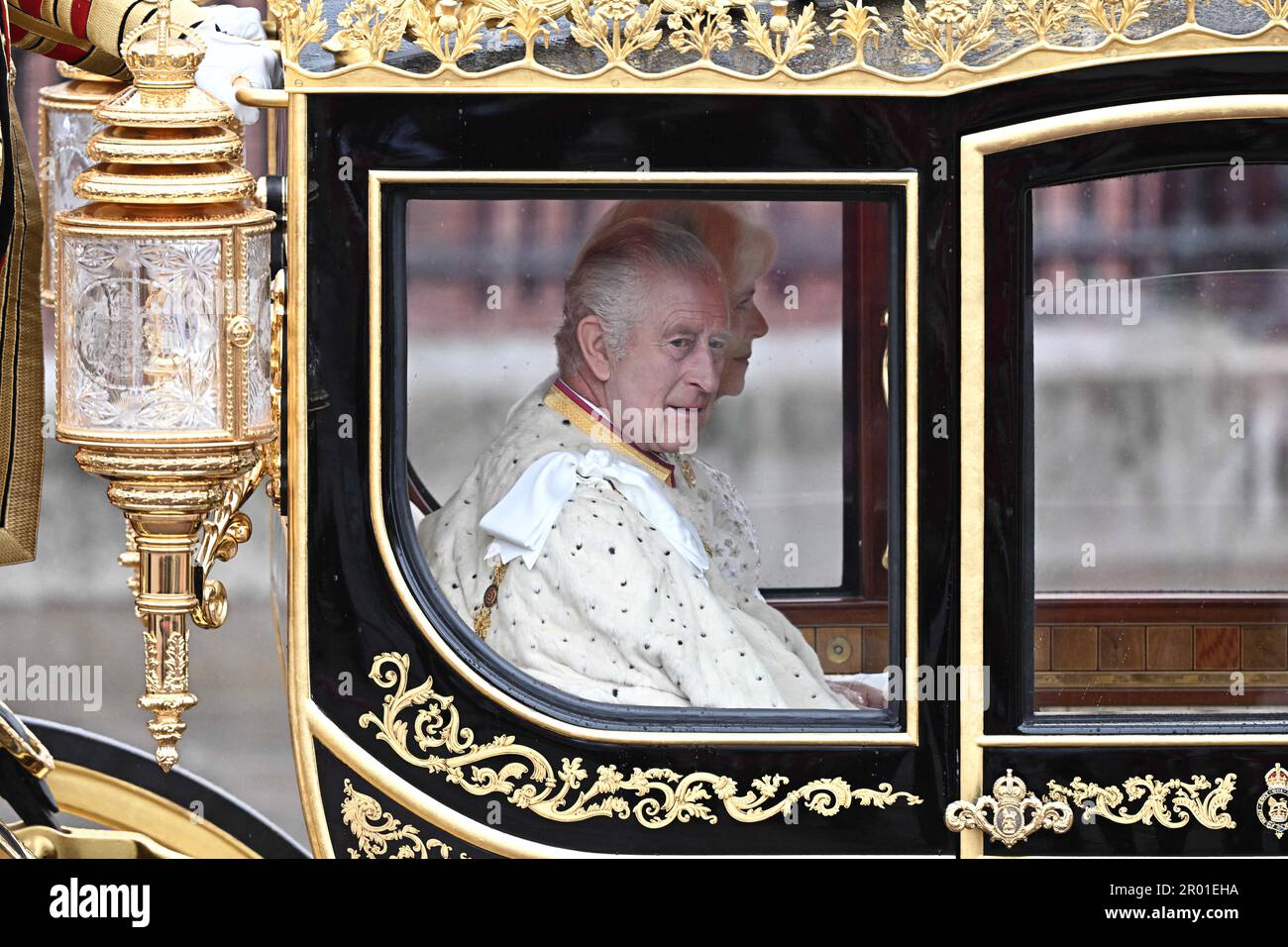 King Charles III and Queen Camilla in the Diamond Jubilee State Coach ...