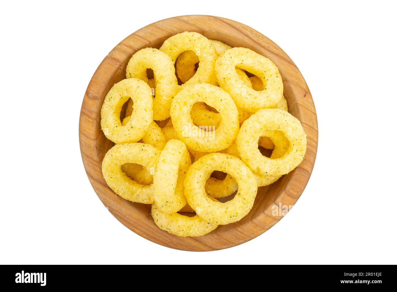 Crispy corn snack in a plate, top view. Traditional snack for beer ...