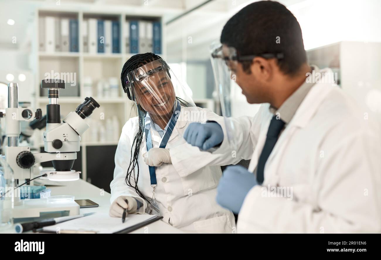 Its always a pleasure being your lab buddy. two scientists bumping ...