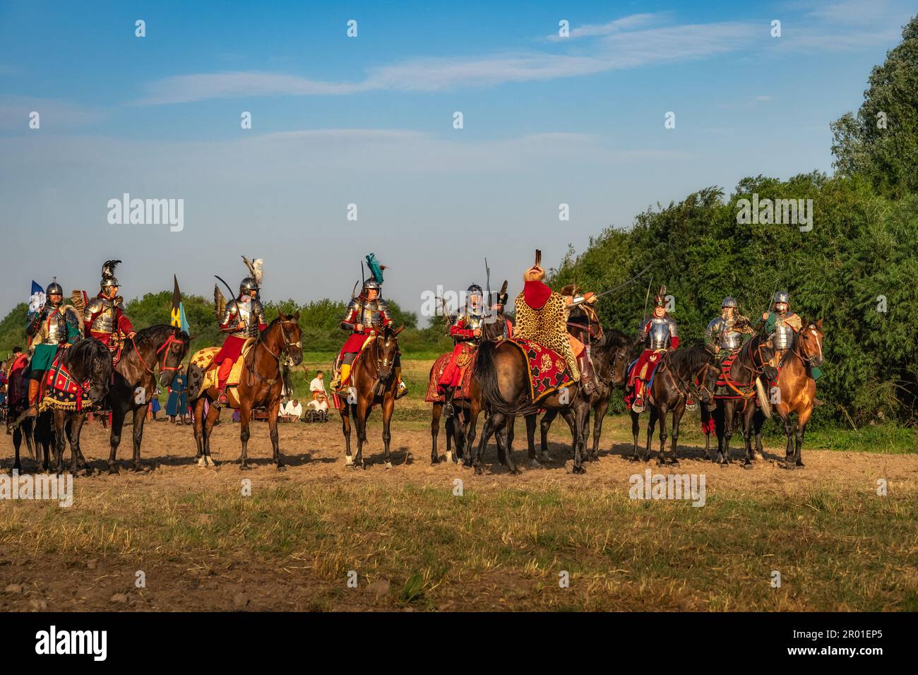 Gniew, Poland, Aug 2020 Castellan commanding, encouraging and leading ...