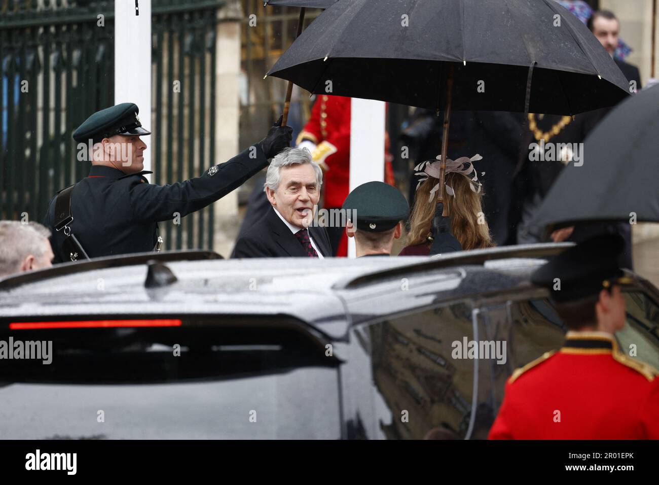 London, UK. 06th May, 2023. Gordon Brown arriving at the coronation ceremony of King Charles III ...