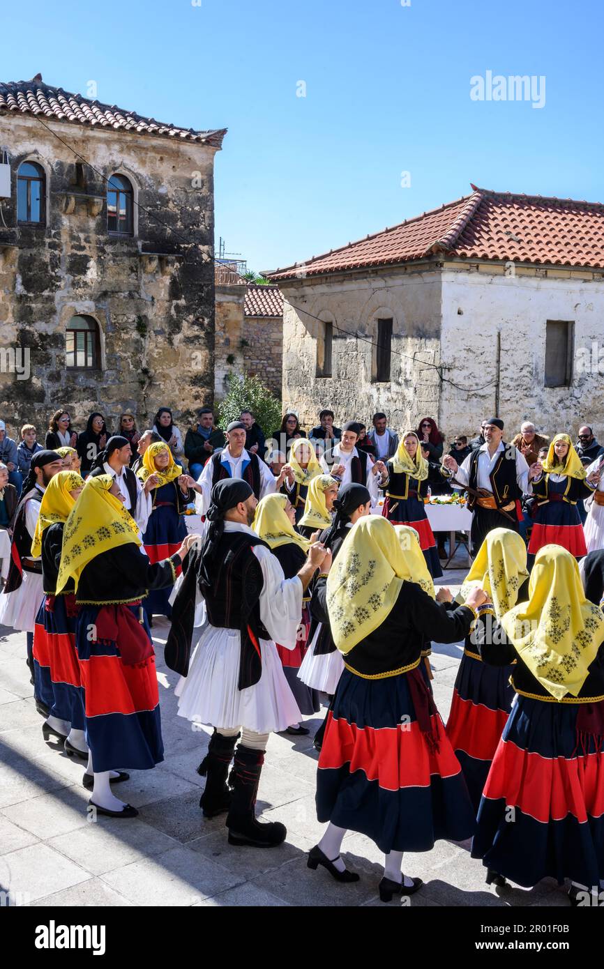 Traditional Greek dancing at a Paniyiri, a local festival , Proastio ...