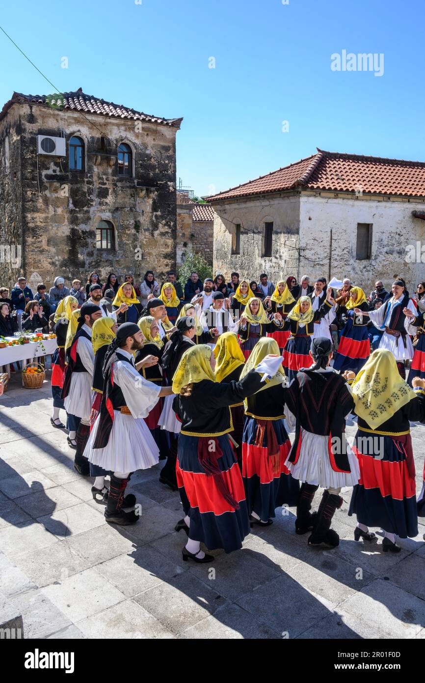 Traditional Greek dancing at a Paniyiri, a local festival , Proastio ...