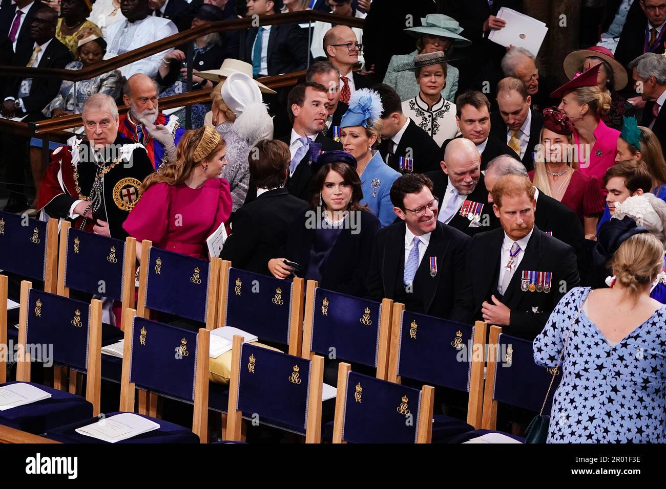 (left to right) The Duke of York, Princess Beatrice, Peter Phillips ...