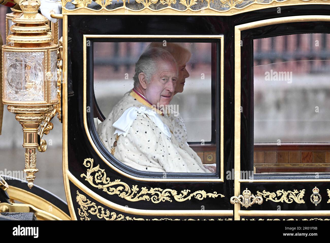 King Charles III and Queen Camilla in the Diamond Jubilee State Coach ...