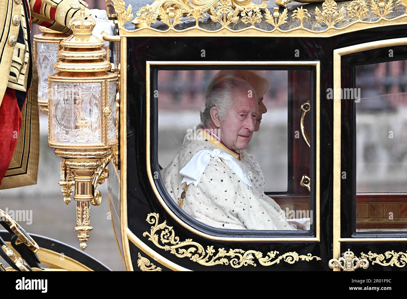 King Charles III and Queen Camilla in the Diamond Jubilee State Coach ...