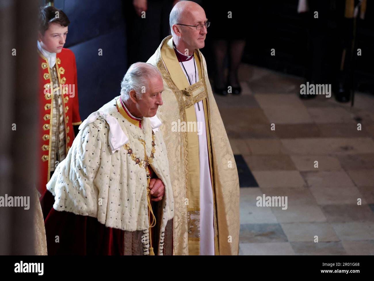 King Charles III arriving at his coronation at Westminster Abbey ...
