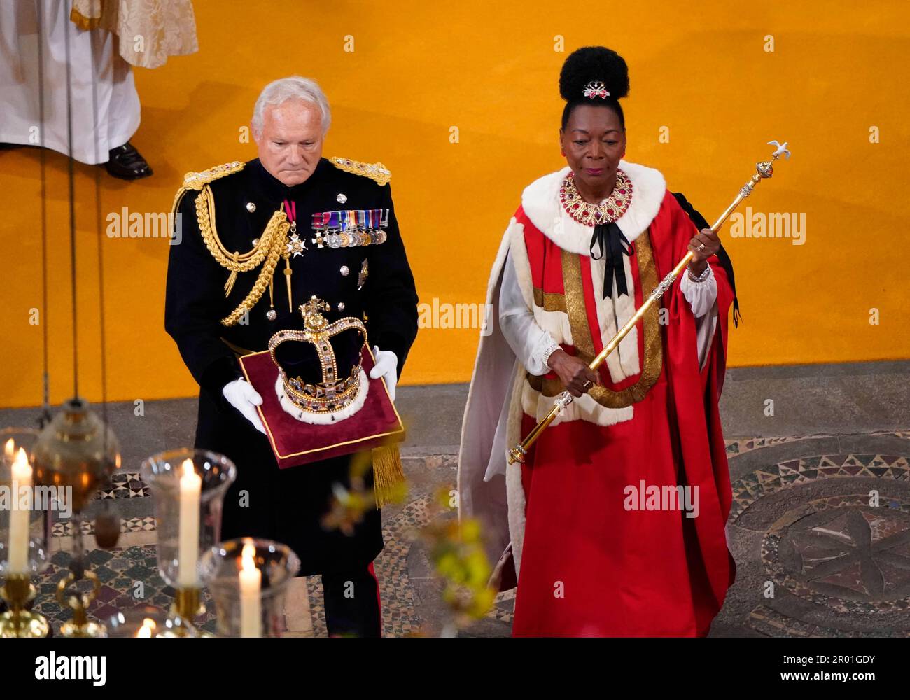 The Sceptre with Dove and the Imperial State Crown are brought to the ...