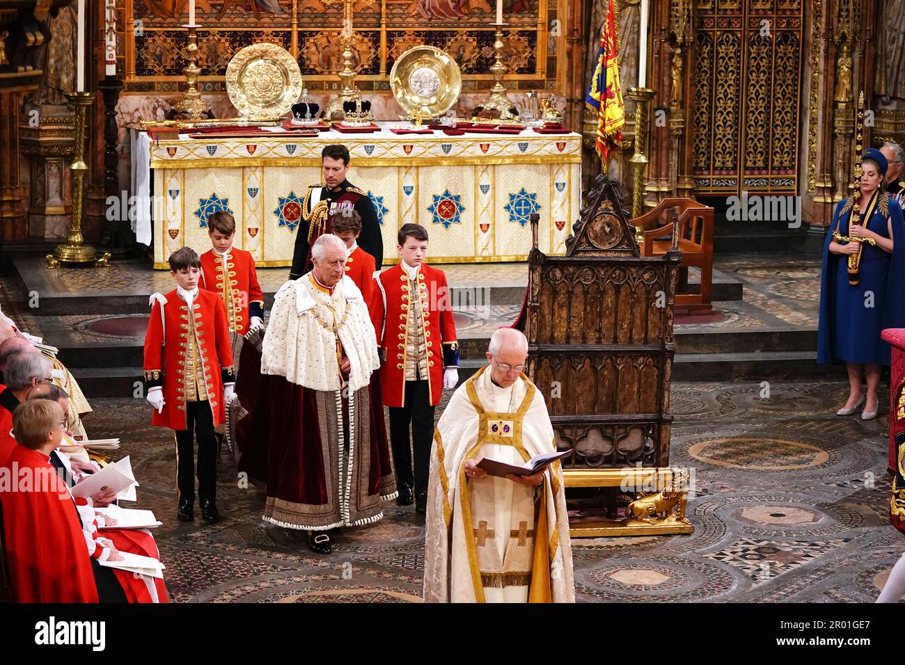 King Charles III during his coronation ceremony in Westminster Abbey ...