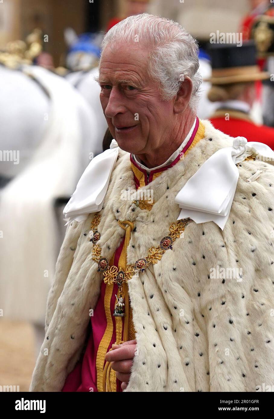 King Charles III arriving at Westminster Abbey, London, for the ...