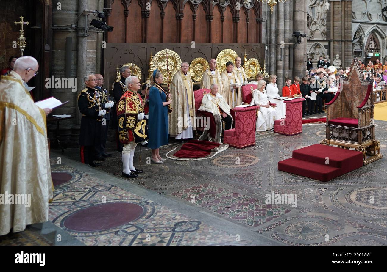King Charles III and Queen Camilla during their coronation ceremony at ...