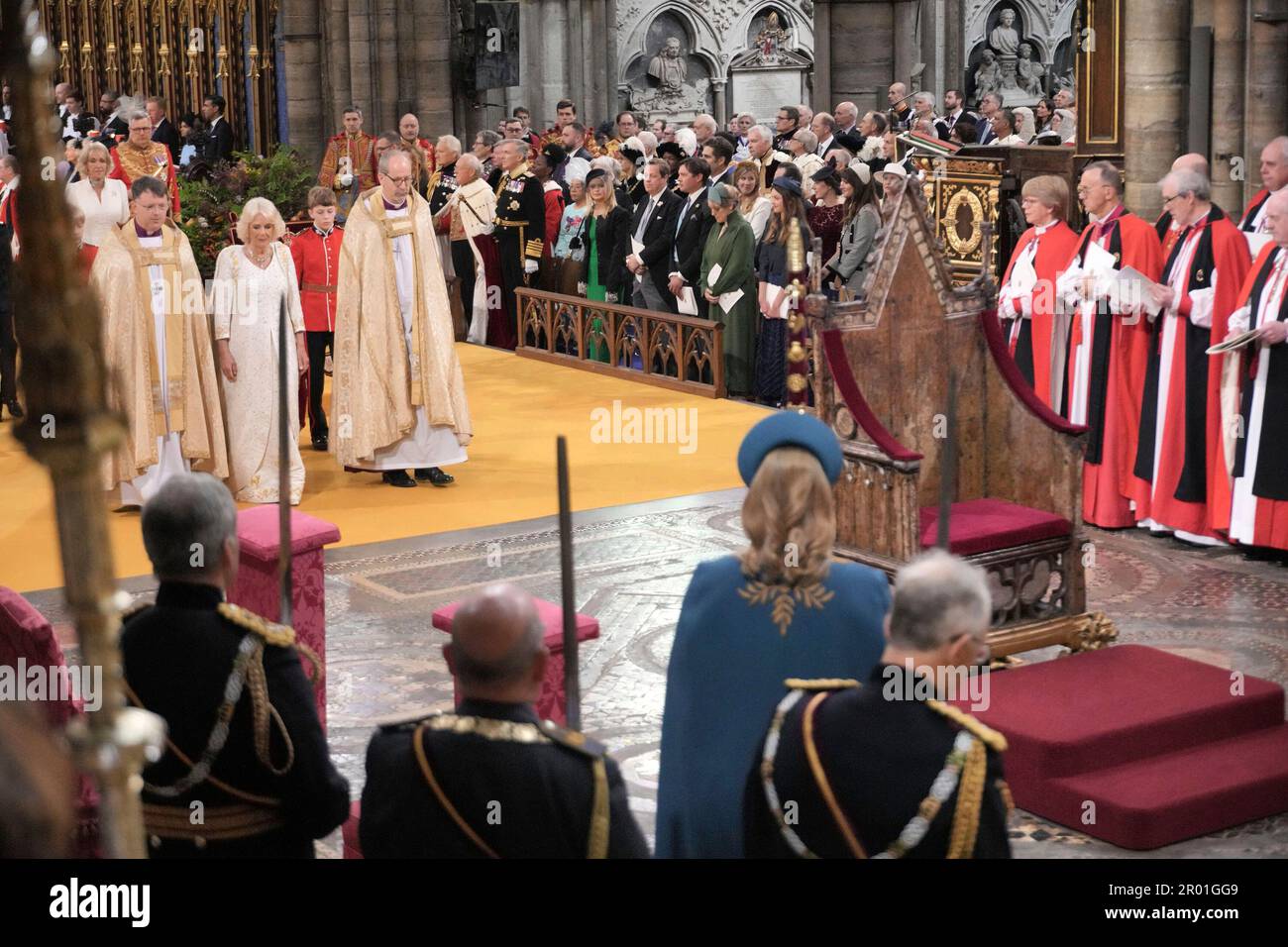 Queen Consort Camilla arrives for the coronation ceremony of King ...