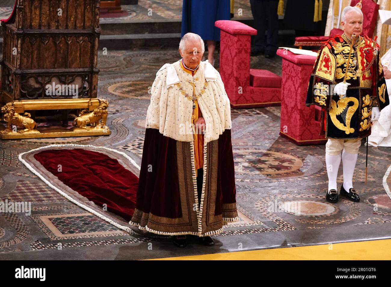 King Charles III during his coronation ceremony in Westminster Abbey ...