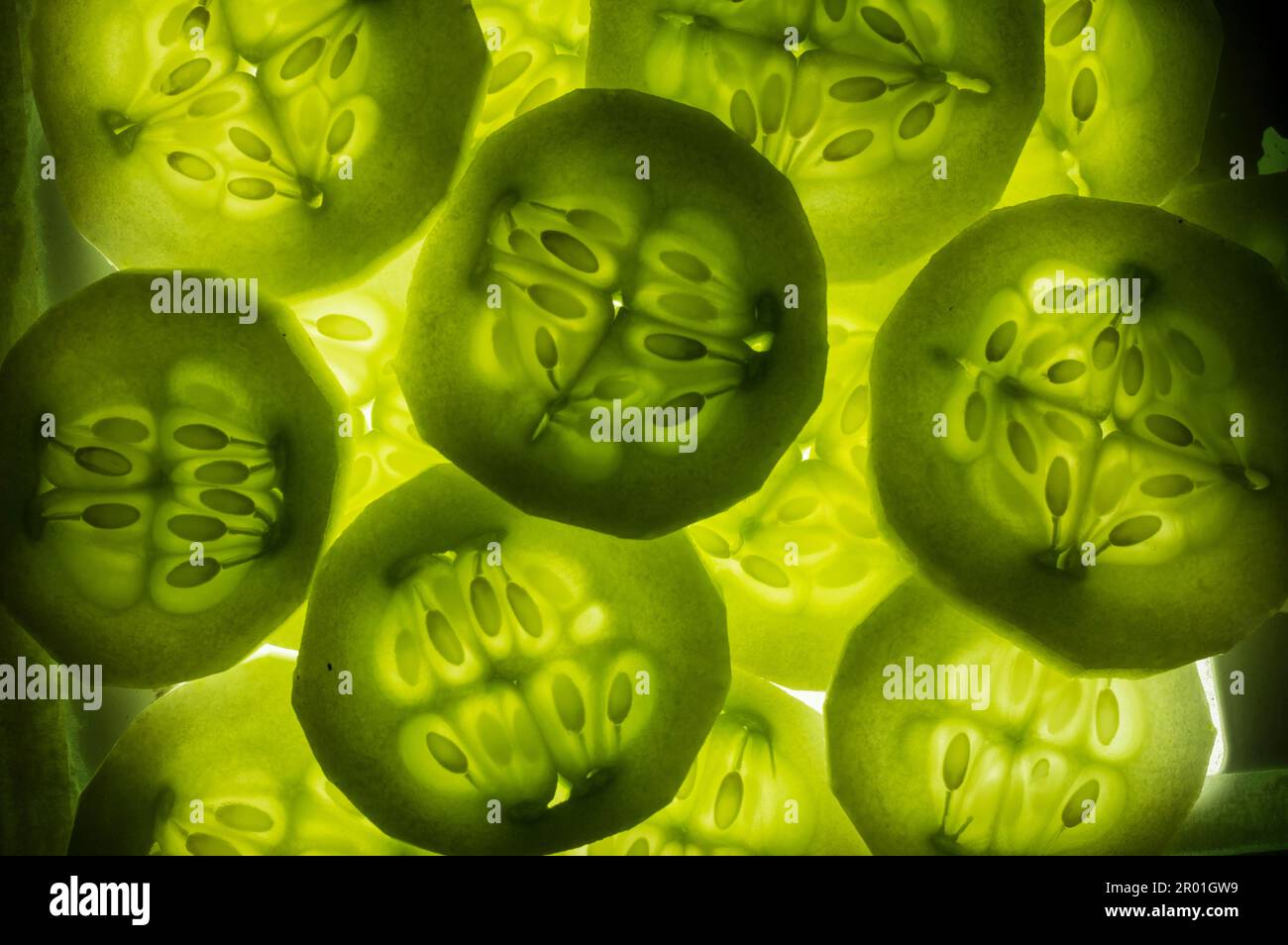 Microscopic view of cucumber pieces forming a beautiful texture pattern ...