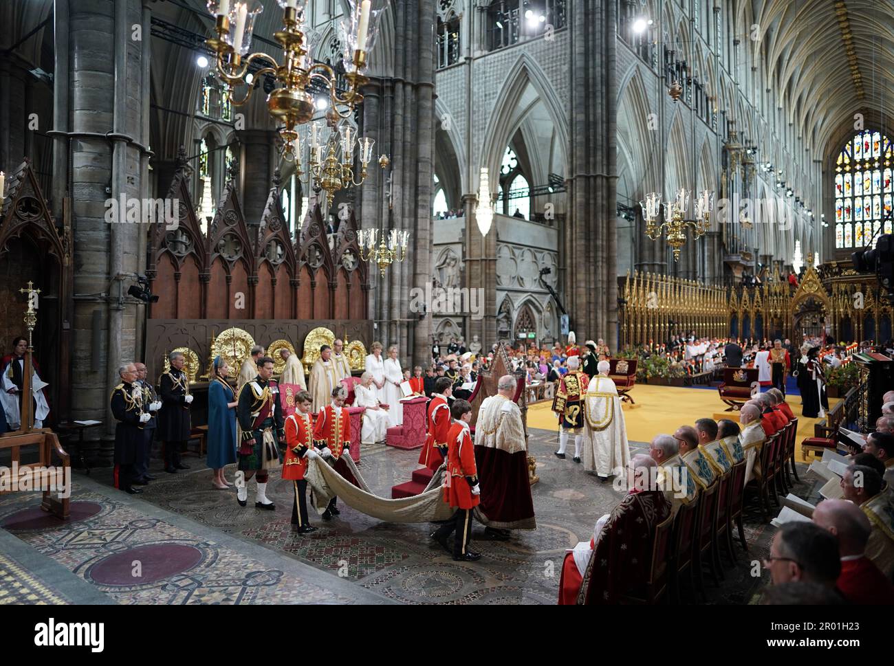 King Charles III with pages Prince George, Lord Oliver Cholmondley ...