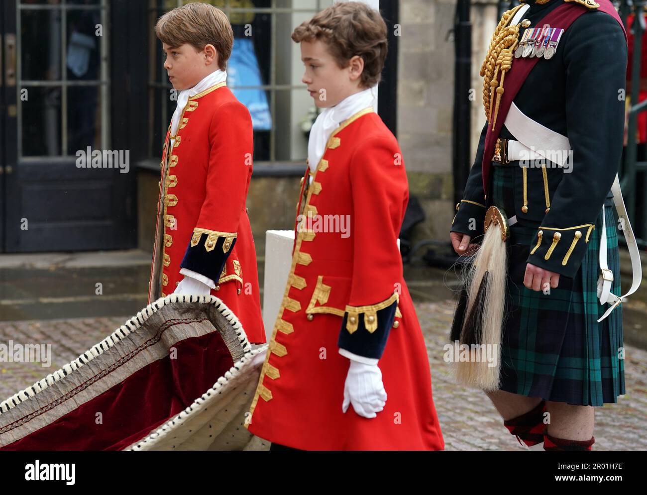 Prince George, one of four Pages of Honour, arriving at Westminster ...