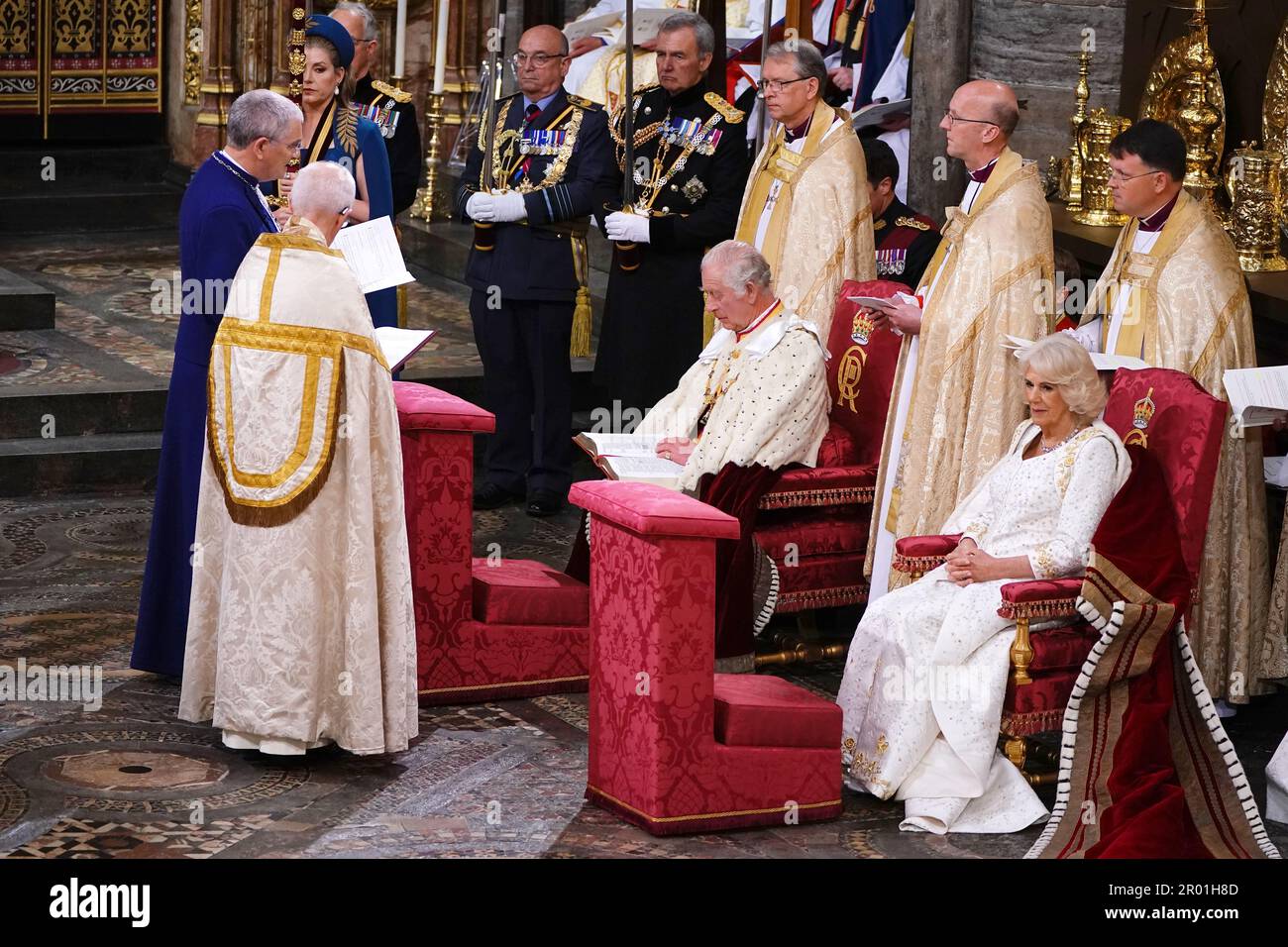 King Charles III and Queen Camilla during their coronation ceremony in ...