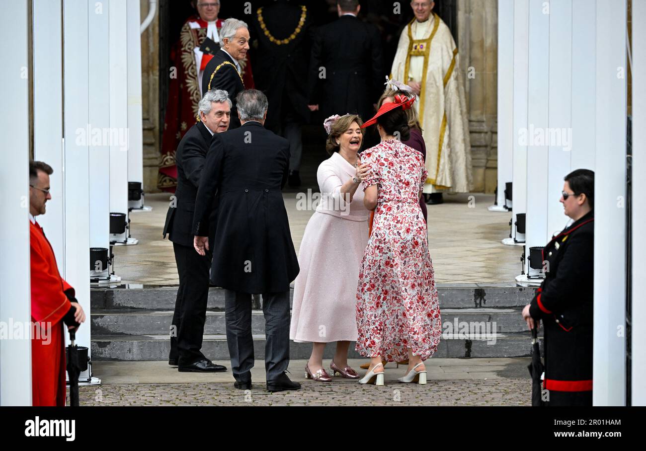 Former prime ministers Gordon Brown, David Cameron, Cherie Blair and ...