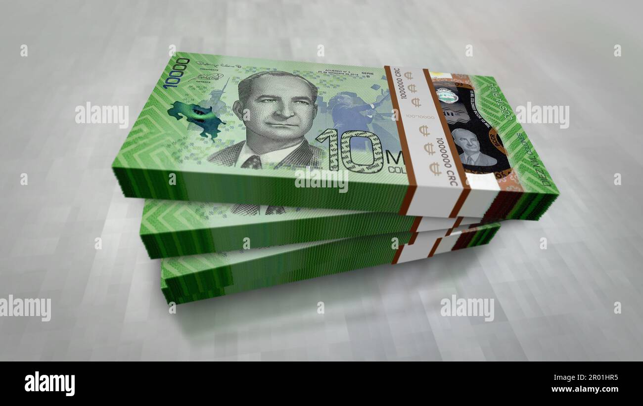 Costa Rica money Costa Rican Colon money pack 3d illustration. 10000 ...