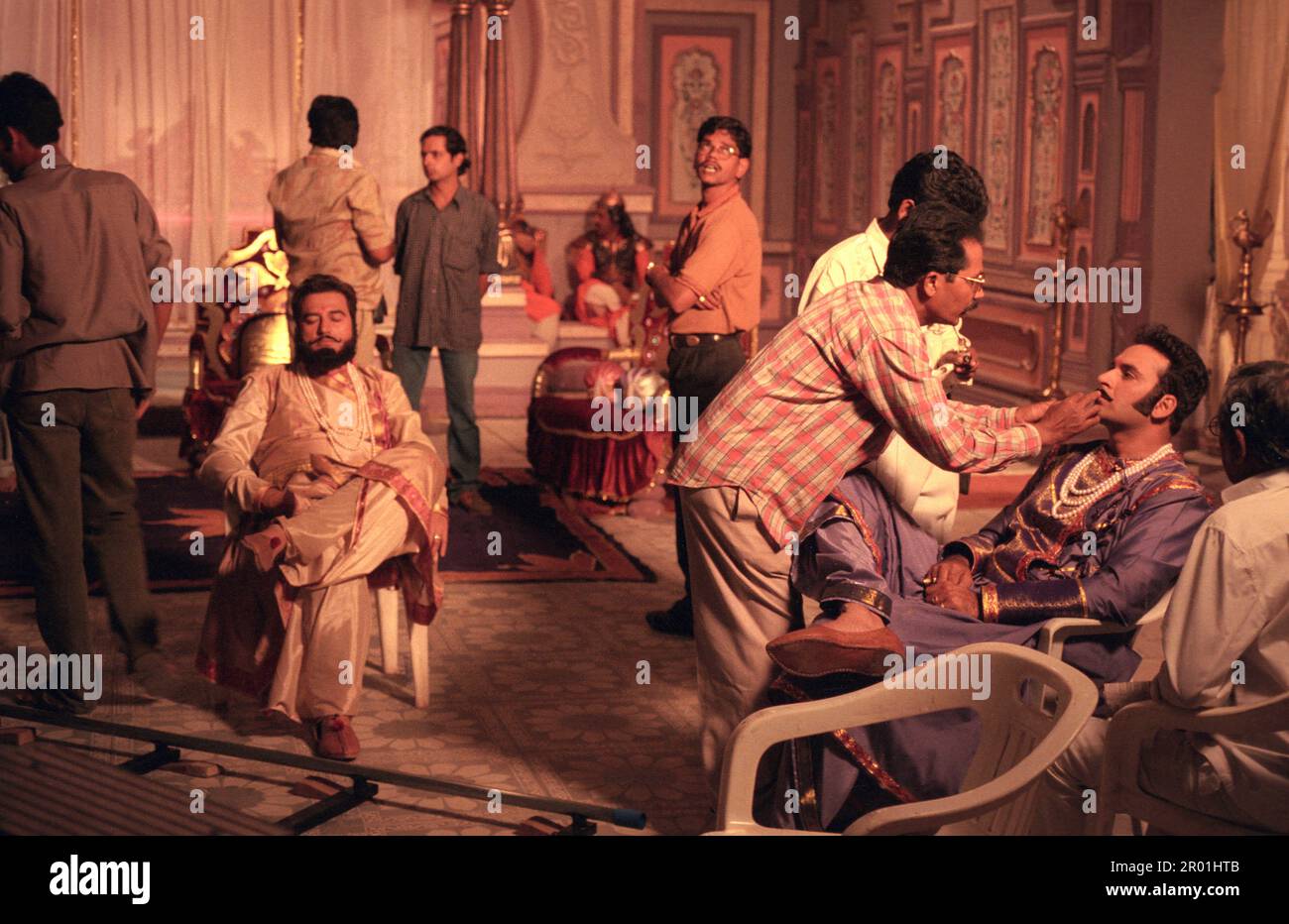 actors on a break at the Film Studios of Bollywood in the city centre ...