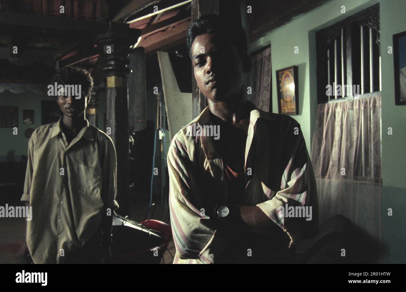 actors on a break at the Film Studios of Bollywood in the city centre ...