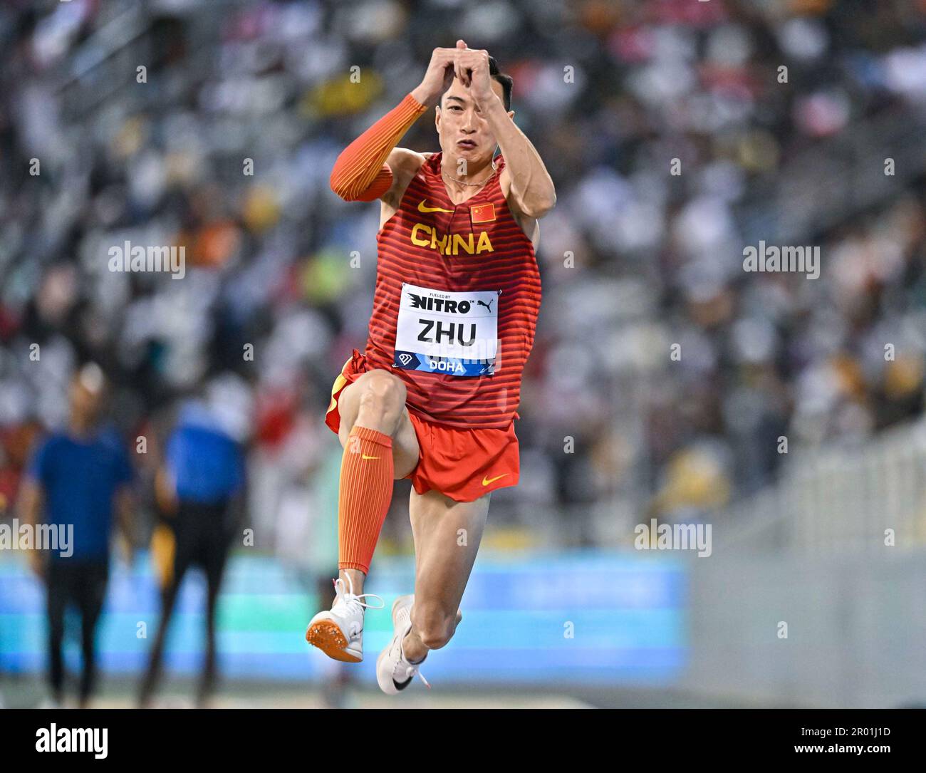 Doha, Qatar. 5th May, 2023. Zhu Yaming of China competes during the men ...