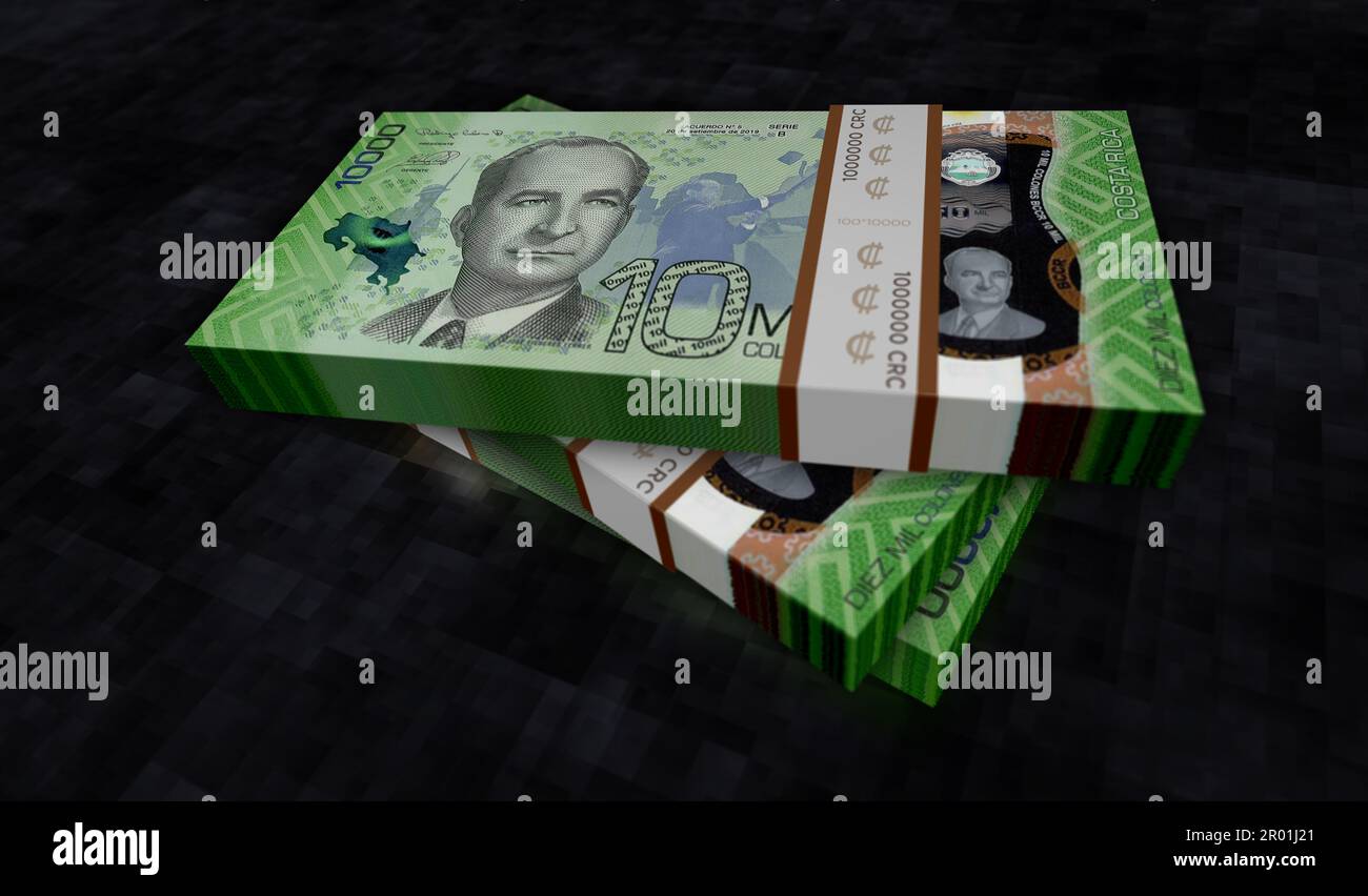 Costa Rica money Costa Rican Colon money pack 3d illustration. 10000 ...