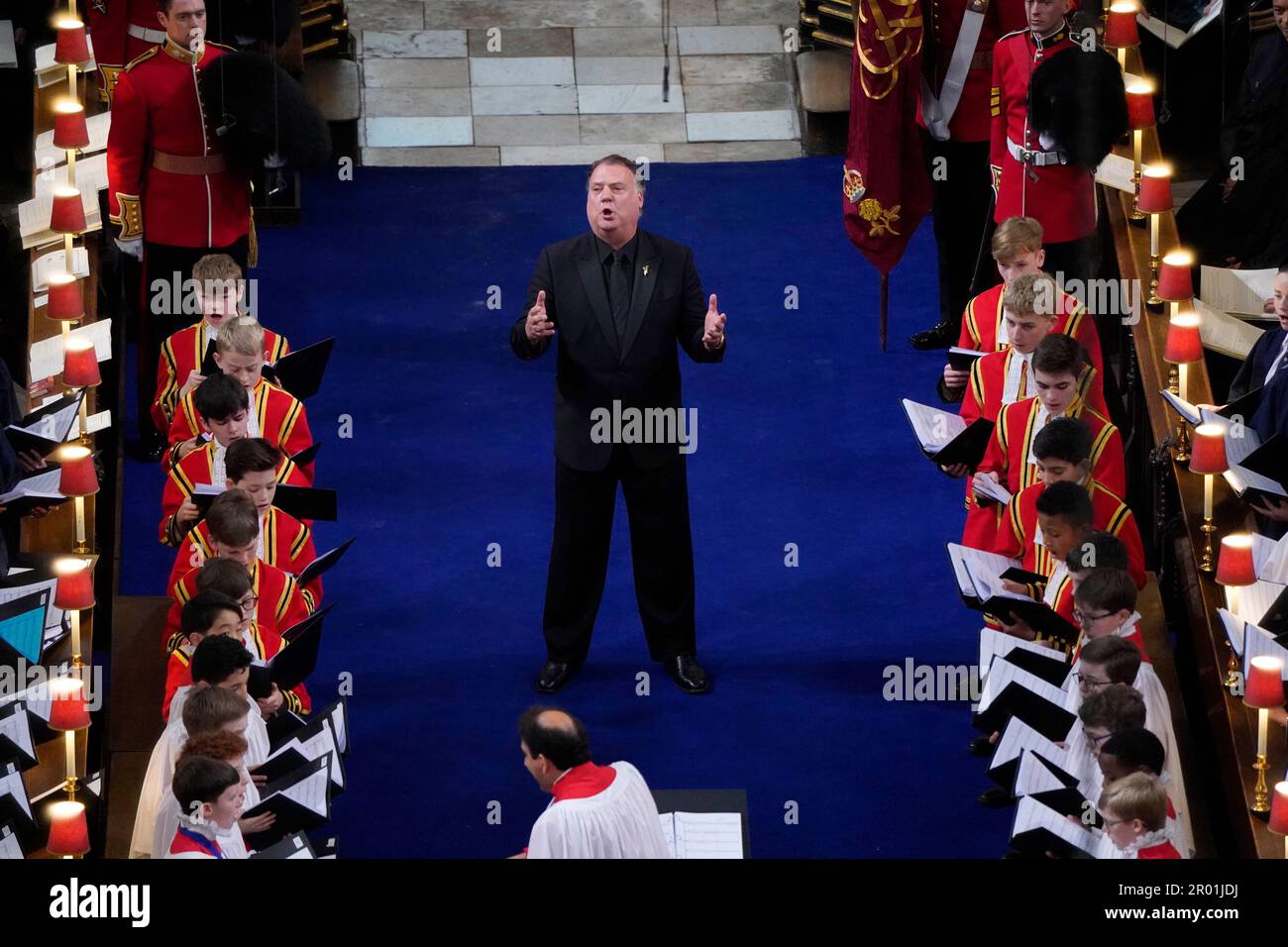Bass baritone Sir Bryn Terfel singing at the coronation of King Charles ...