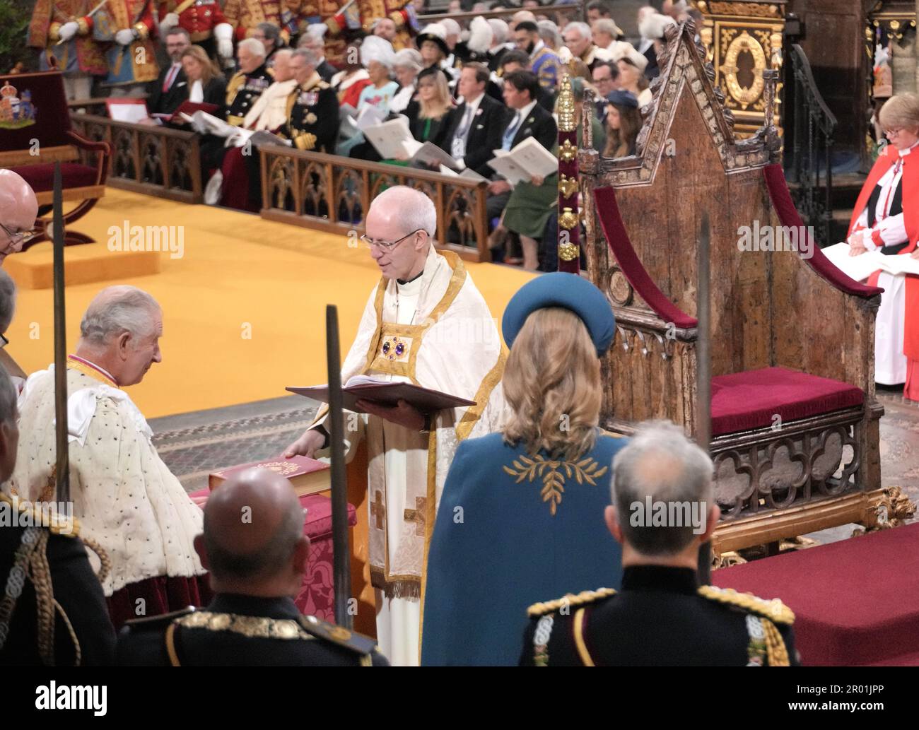 King Charles III during his coronation ceremony in Westminster Abbey ...