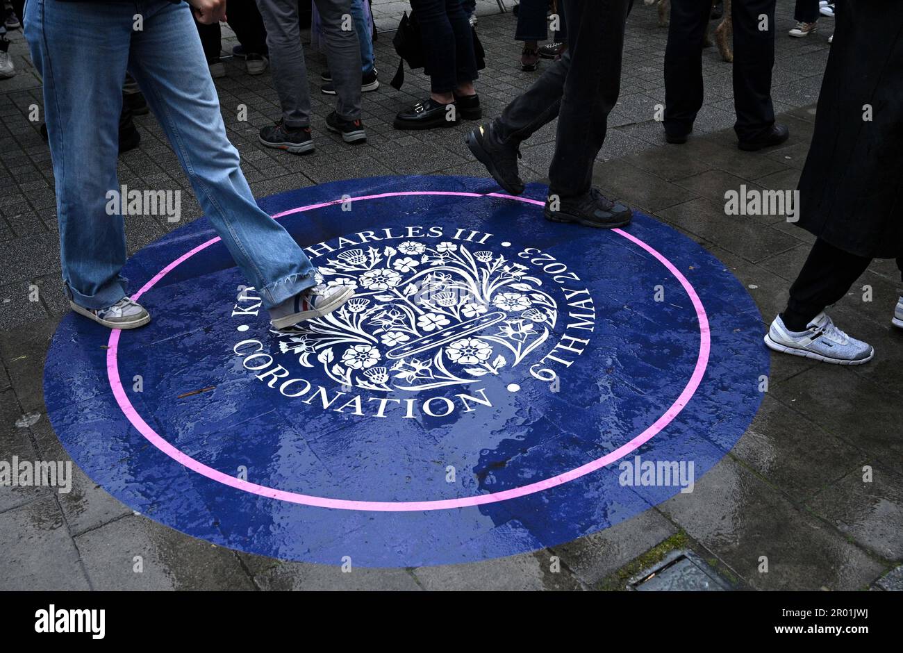 Brighton UK 6th May 2023 - Crowds watch in the rain the Coronation of ...