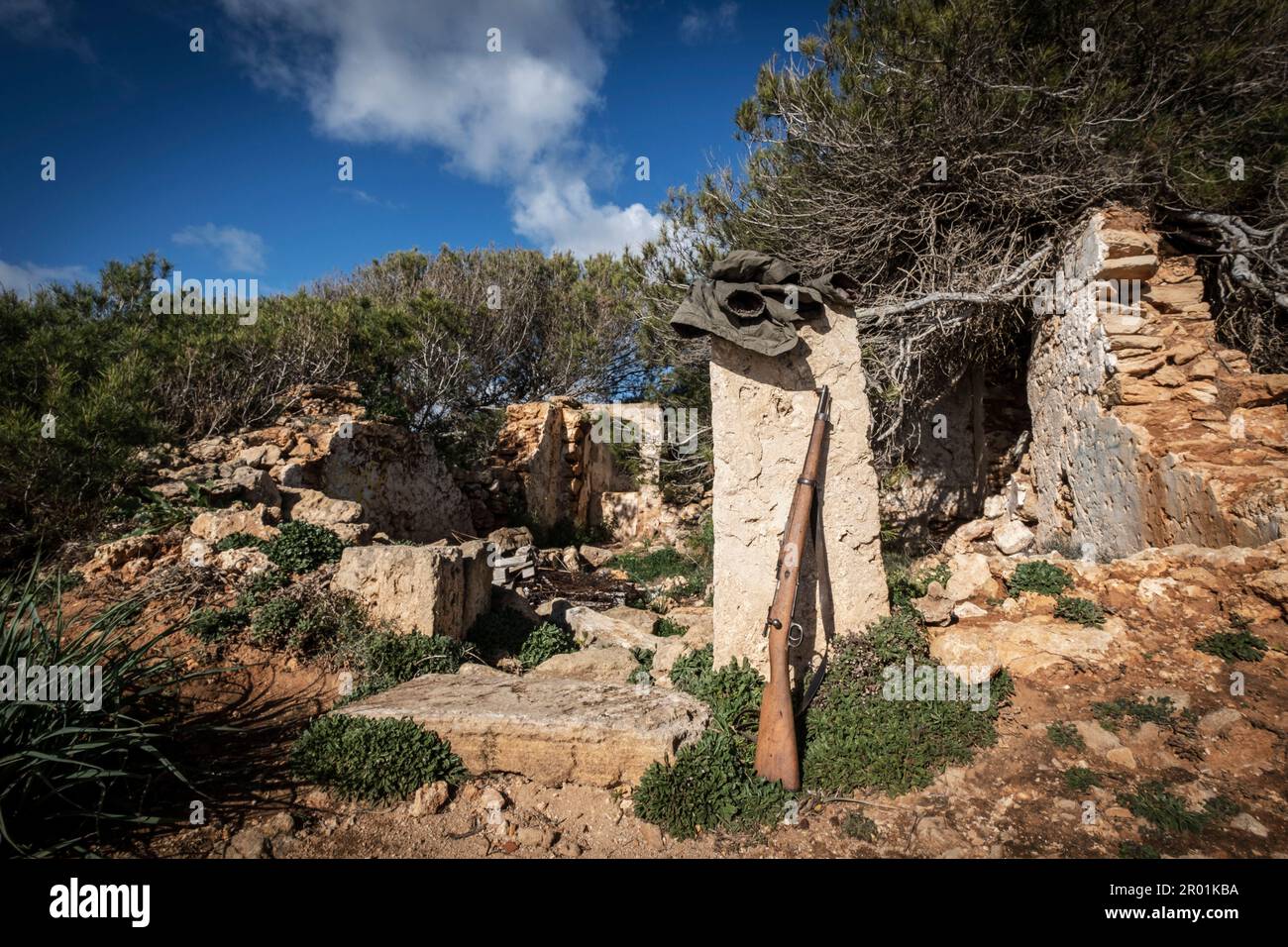 rifle of the Spanish civil war in Ca s Amitger of Punta de Amer ...