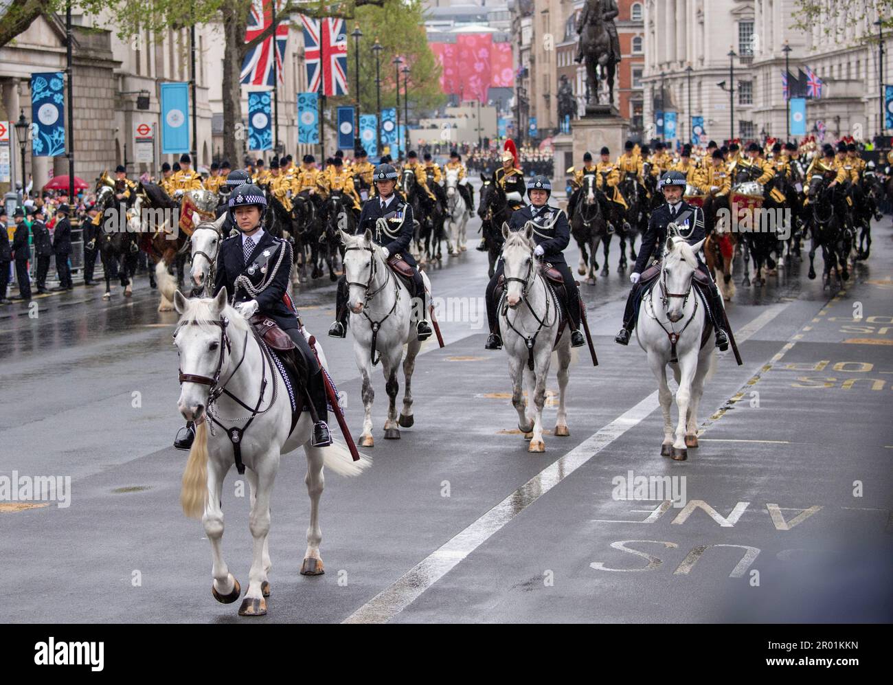 The King's Procession makes its way along Whitehall ahead of the ...