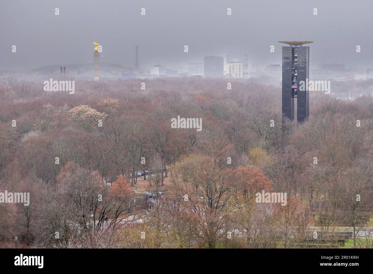 Tiergarten, main park on a rainy day, Berlin, Federal Republic of ...