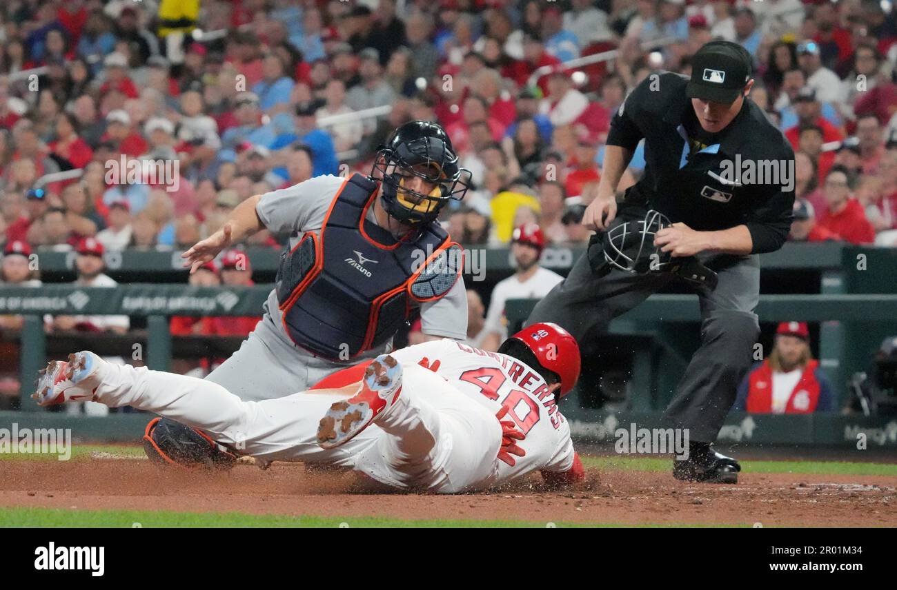 St. Louis Cardinals Willson Contreras slides safely into home plate ...