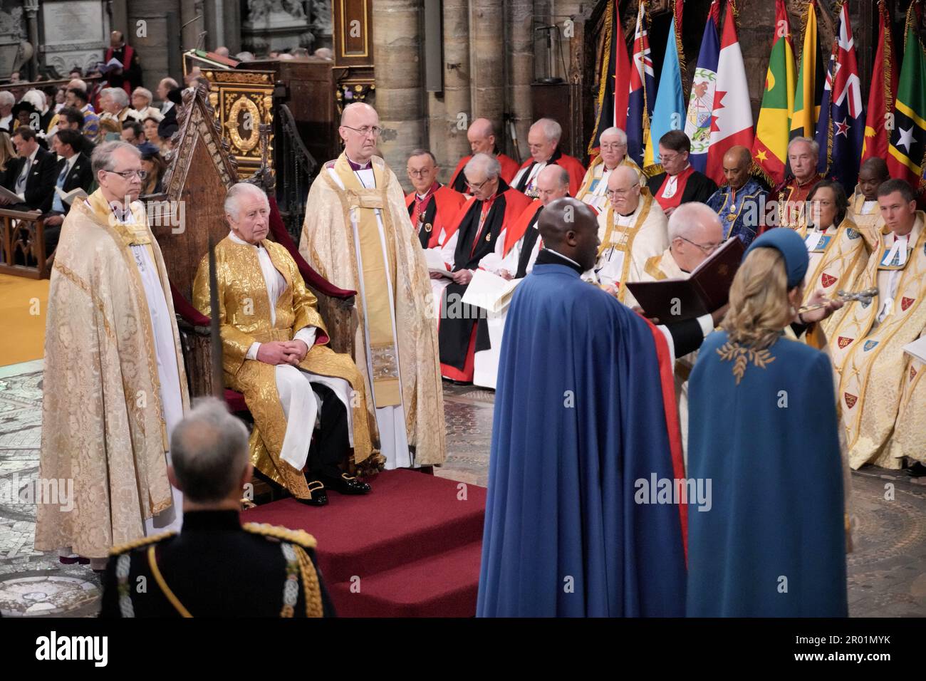 King Charles III during his coronation ceremony in Westminster Abbey ...