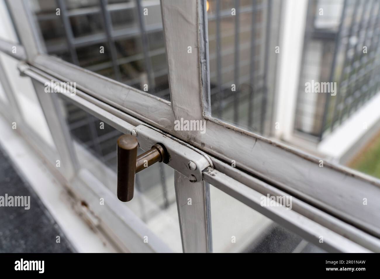 detail of the closure of the curtain windows, bauhaus school, Main ...