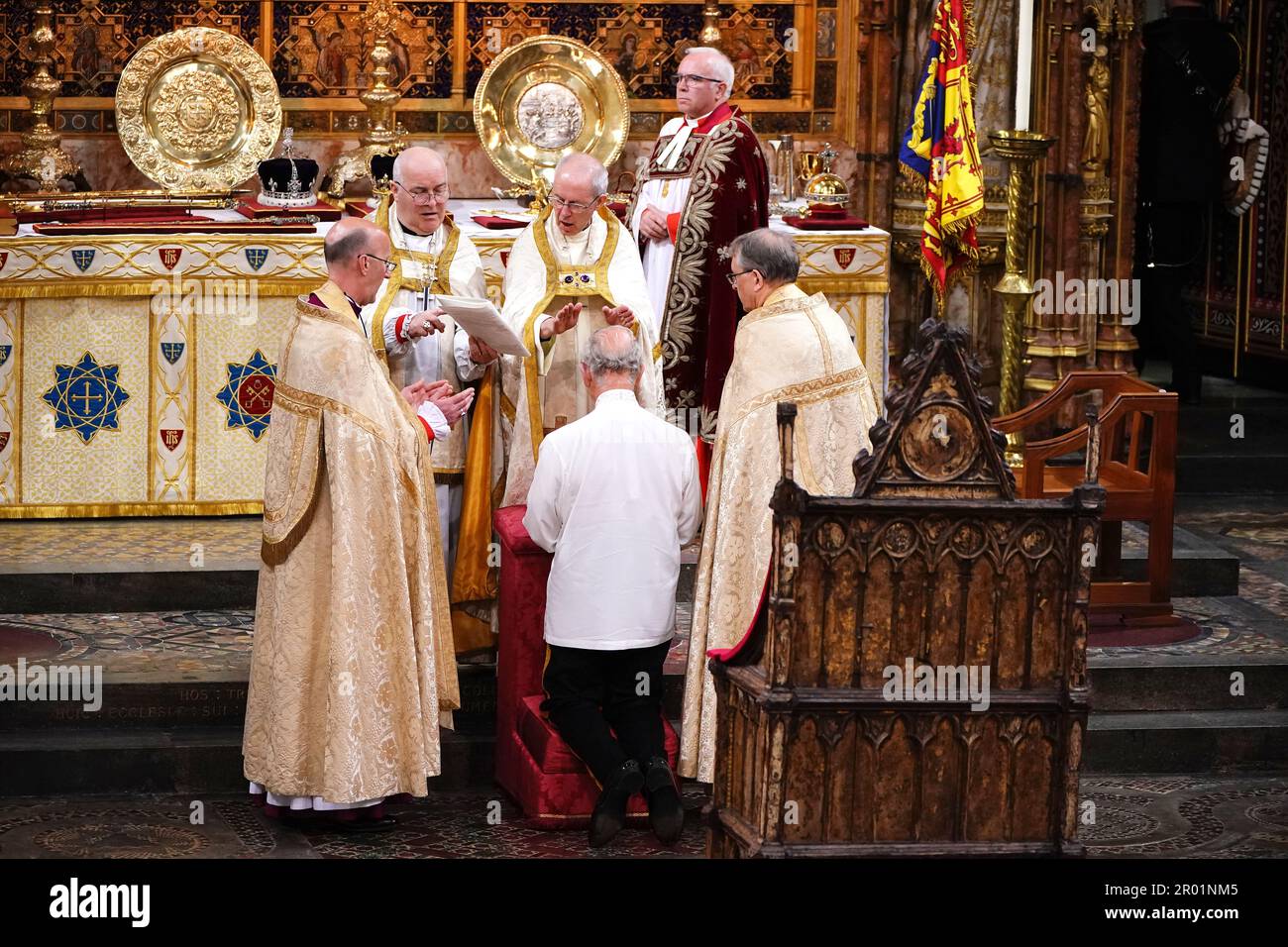 King Charles III during his coronation ceremony in Westminster Abbey ...