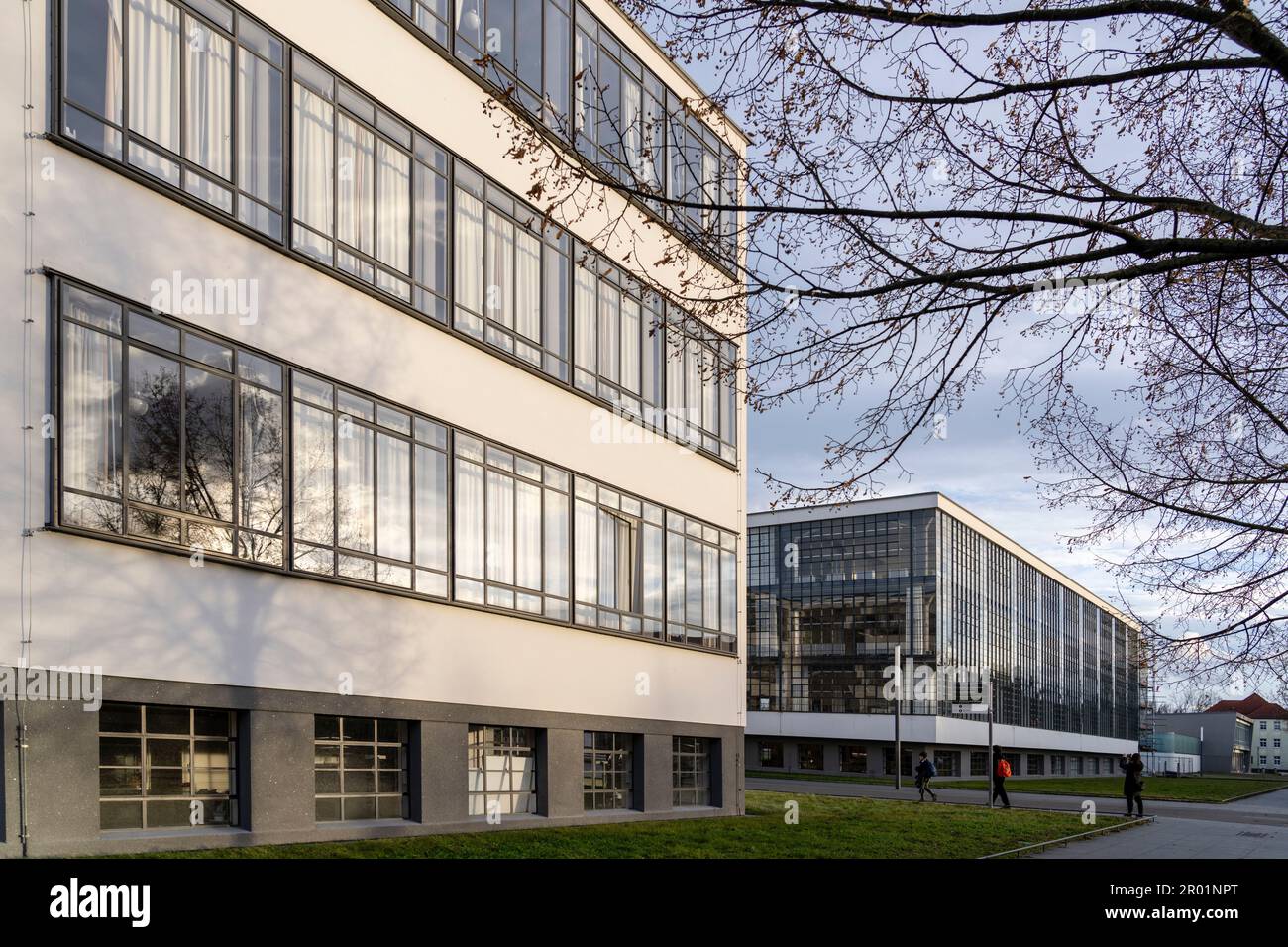 glass curtain wall on the façade, bauhaus school, Dessau, Federal ...