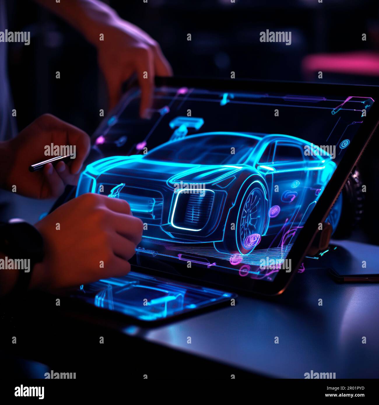 Holographic technician car hi-res stock photography and images - Alamy
